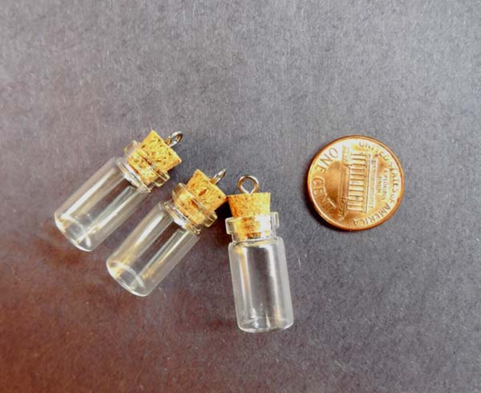 3 Clear Glass Mini Vial/bottles With Corks and Loop 6-19 - Etsy