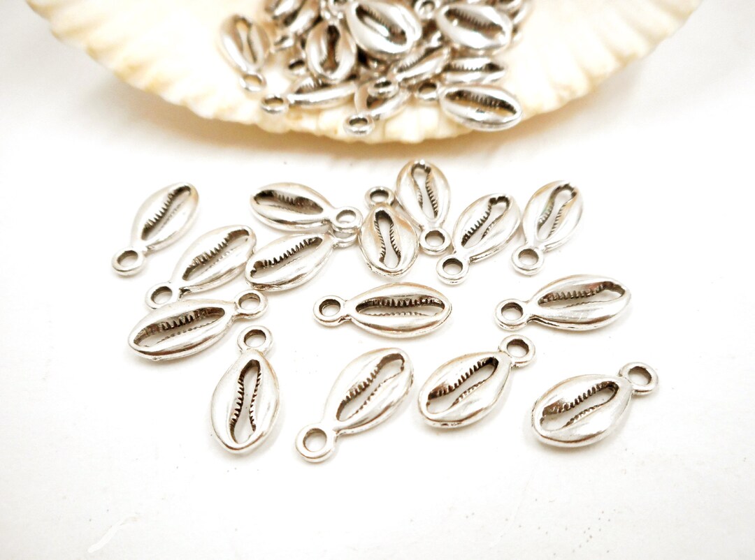 10 Antique Silver Cowrie Shell Charms - 21-4-5 - Etsy
