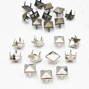 50 Bronze, Gold, Silver or Gunmetal Square Pyramid Studs, 7mm - 41-5-5A ...