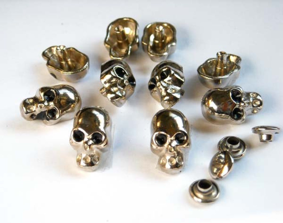 10 Sets Silver Skull Rivet Studs - 29-77-B - Etsy
