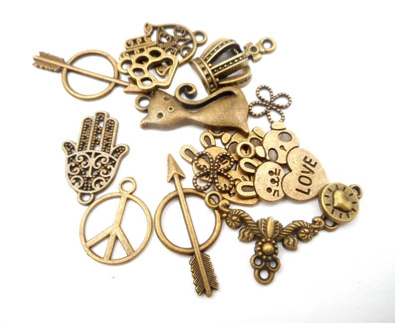 20 Assorted Charms in 6 Finishes - 20-A-25 - Etsy