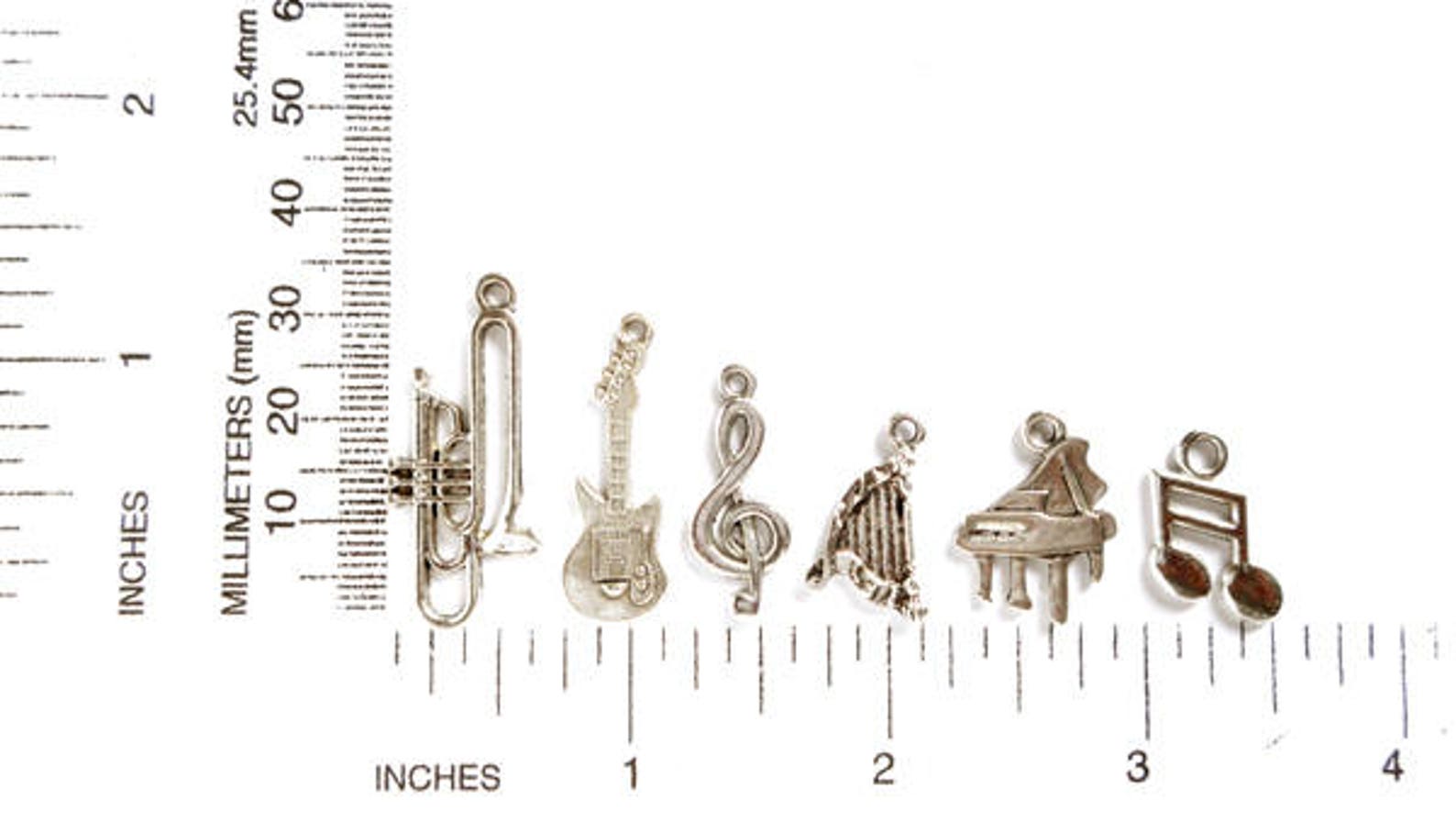 6 Assorted Antique Silver Instrument Charms 30-21-2 - Etsy