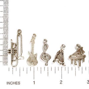 6 Assorted Antique Silver Instrument Charms - 30-21-2 - Etsy