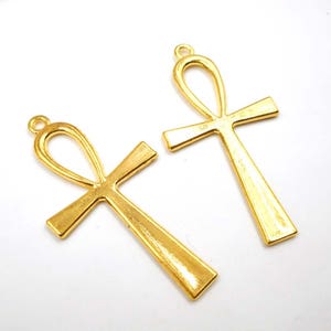 2 Gold Plated Ankh Pendant/charms - 32-2-A - Etsy