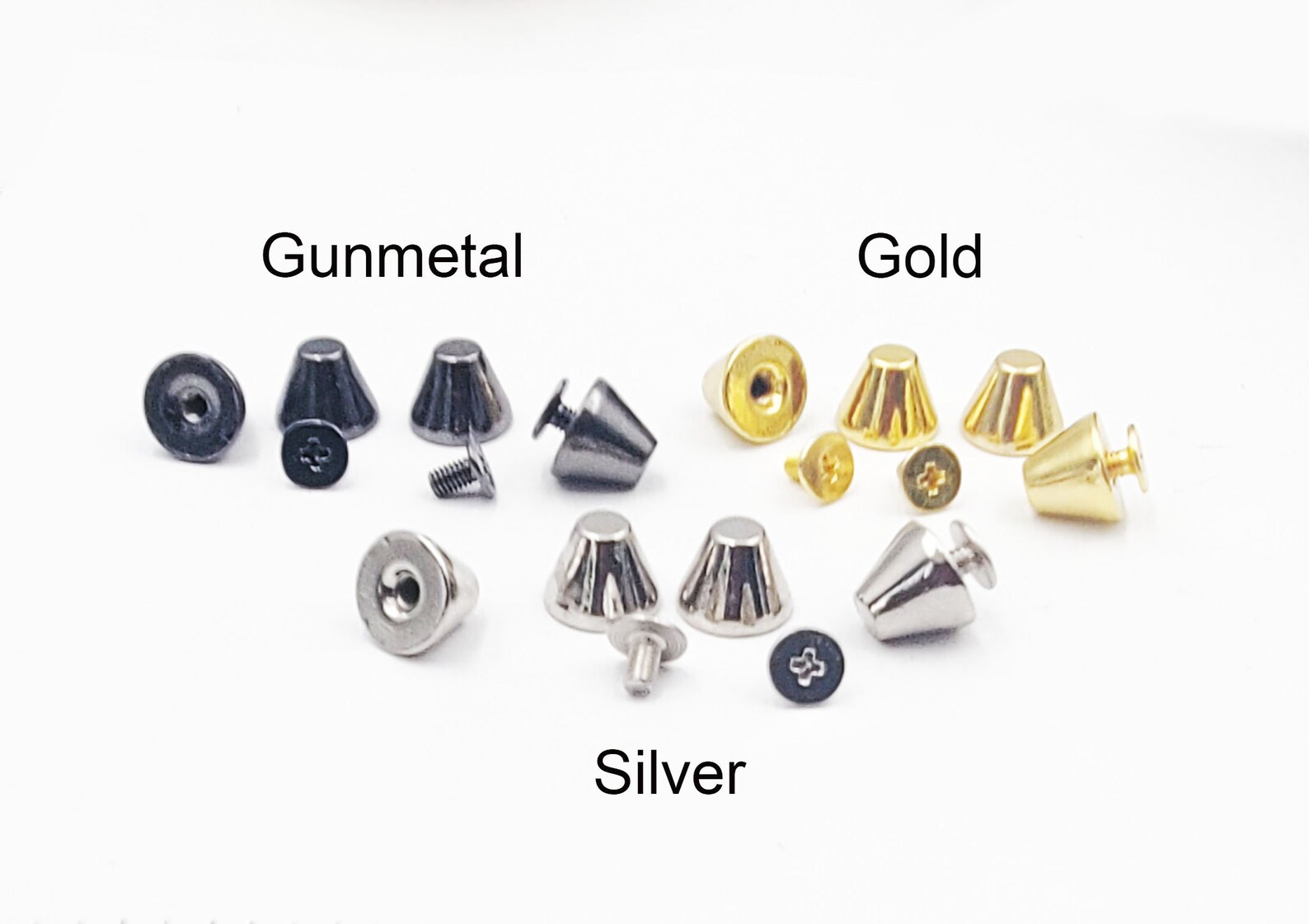 10 Sets Gunmetal Gold or Silver Flat Top Bullet Spikes - Etsy