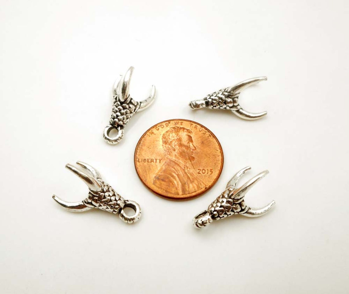 4 Antique Silver Talon Claw Bead Cap/pendant/charms 21-40-7 - Etsy
