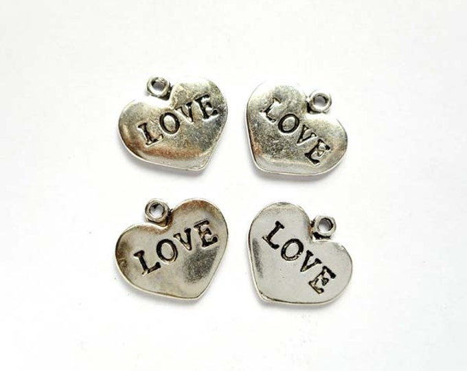 4 Antique Silver love Heart Charms 21-30-4 - Etsy