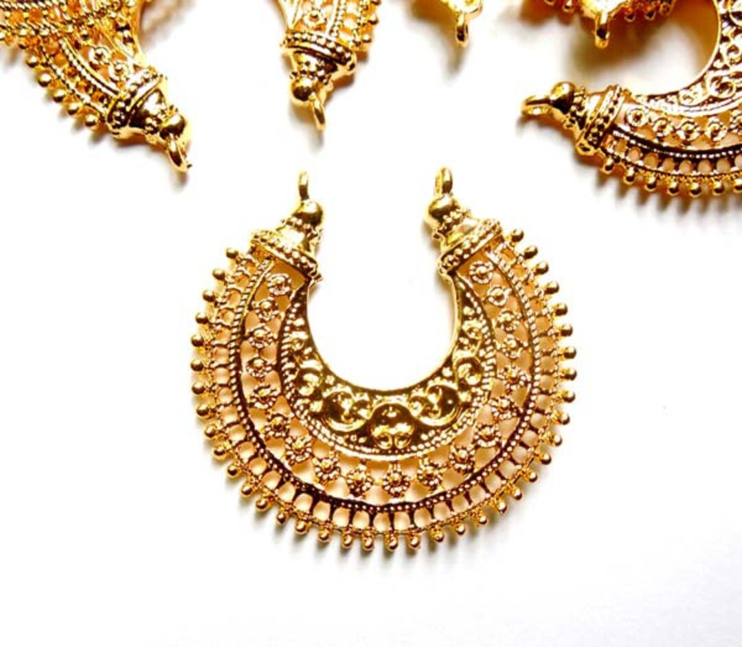 1 Gold Plated Textured Pendant Connector/charms - 1-18 - Etsy