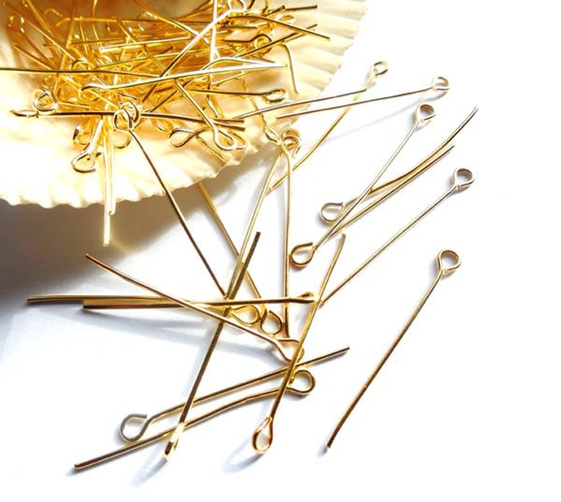 100 Gold Plated Eye Pins 15-13 - Etsy