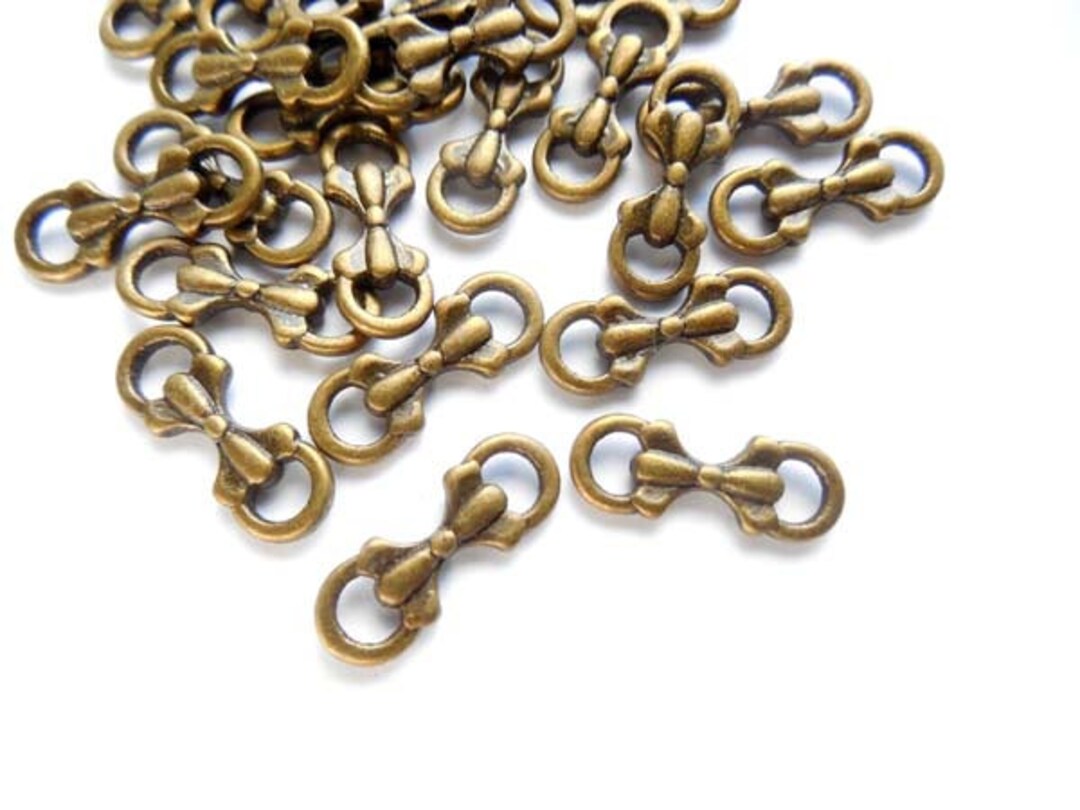 10 Antique Bronze 2 Looped Connectors - 1-43-A - Etsy