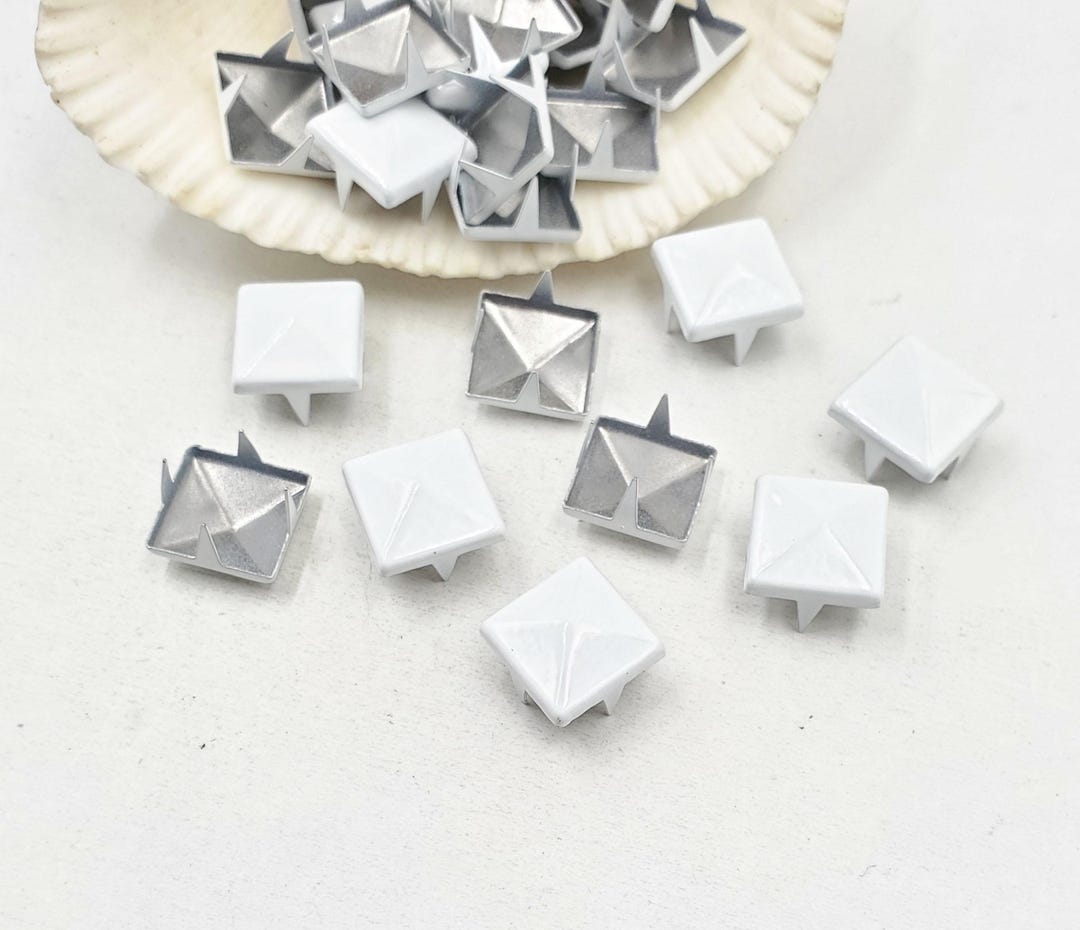 50 White Square Pyramid Studs - 12mm - 41-4-2-B - Etsy
