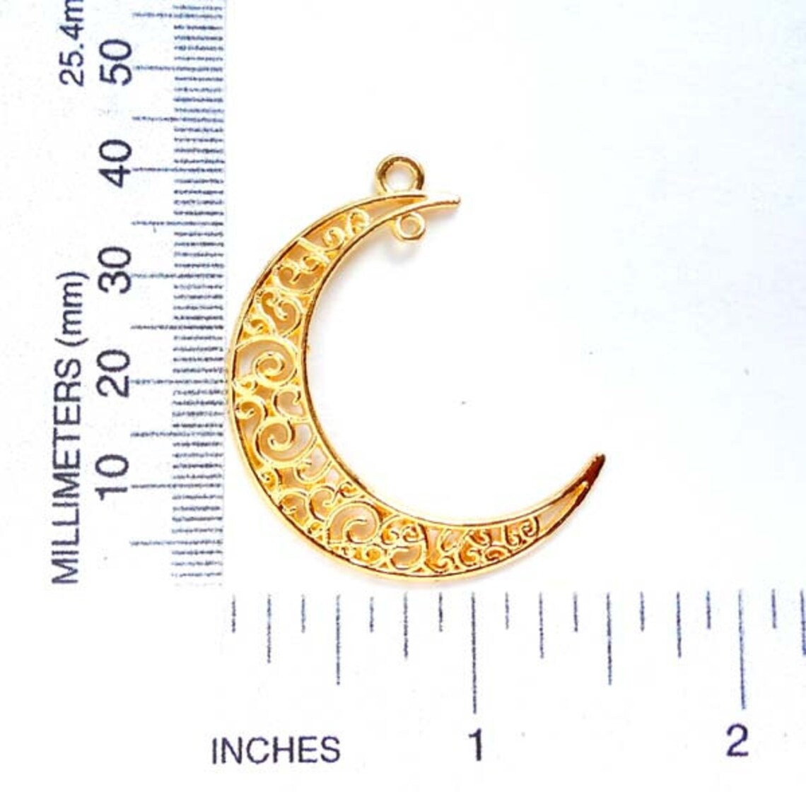 4 Gold Plated Crescent Moon Filigree Charm/connectors - 4-CMC-3 - Etsy