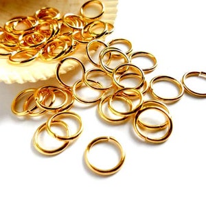 50 Gold Plated Jump Rings 10mm, Open Loop - 8-6 - Etsy