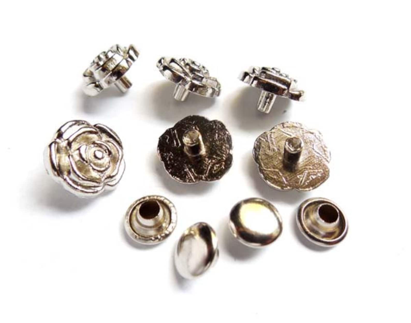 10 Sets Light Rose Gold or Silver Rose Rivet Studs - 20-S-8 - Etsy