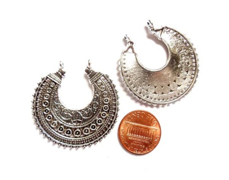 1 Antique Silver Textured Pendant Connector/Charms 1-19 | Etsy