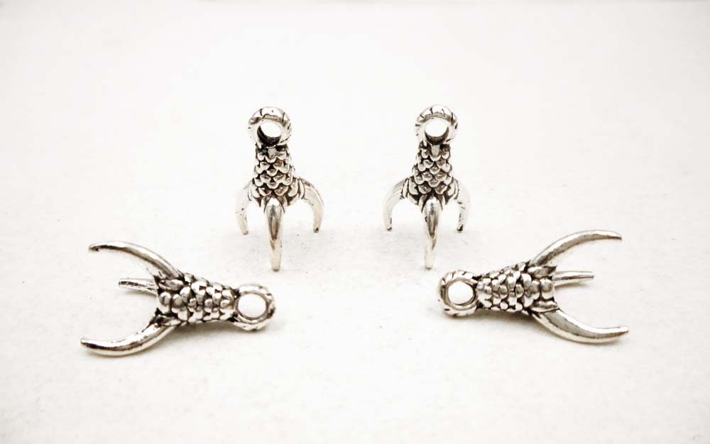 4 Antique Silver Talon Claw Bead Cap/pendant/charms 21-40-7 - Etsy