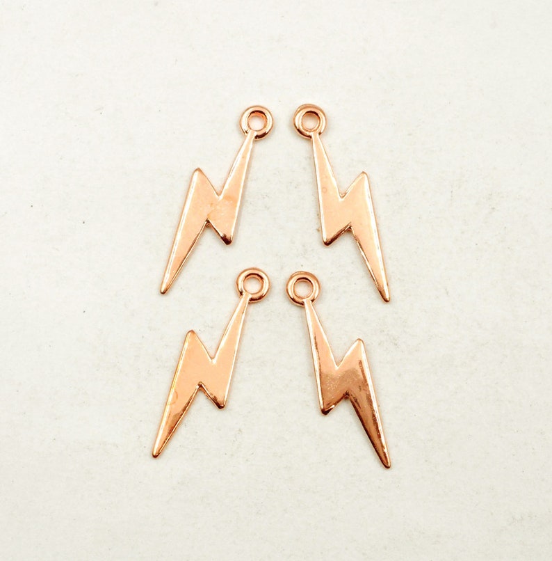 4 Rose Gold Plated Lightning Bolt Charms - 23-22-2 - Etsy