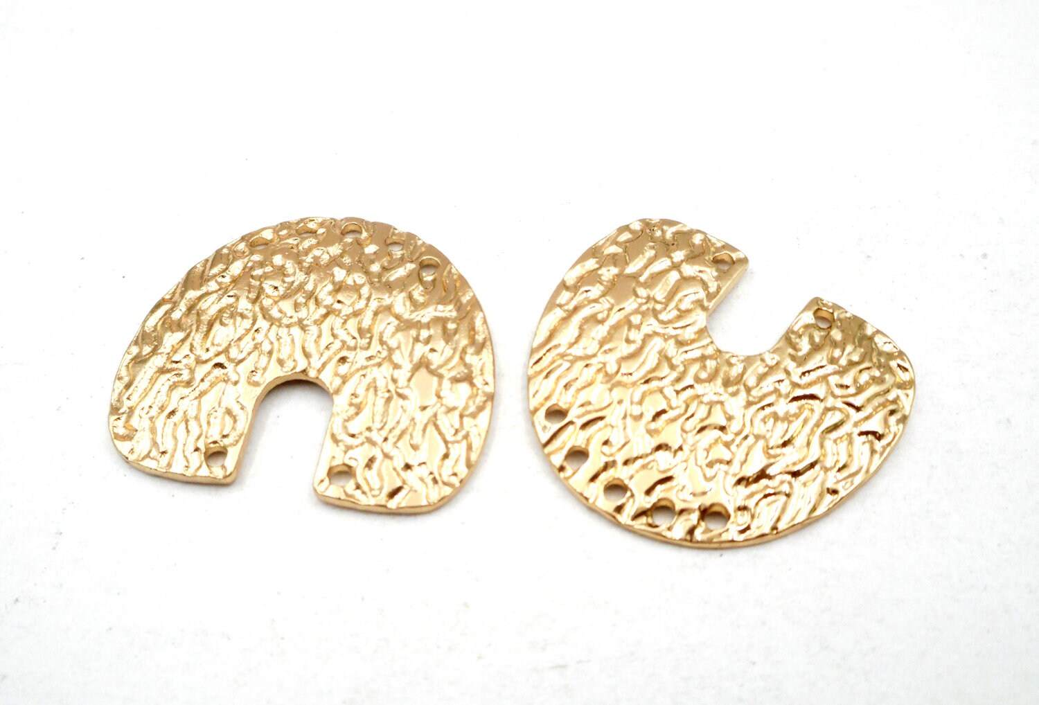 2 Gold Plated U-Shaped Textured Pendant/Connectors 21-23-9 | Etsy