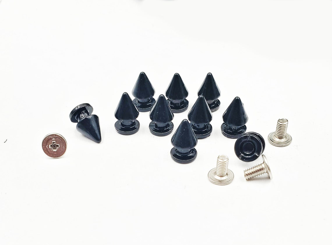 10 Sets Black Cone Bullet Spikes With Screw Backs - 20-R-2 - Etsy