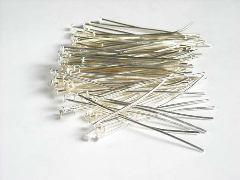 100 Silver Plated Head Pins - 40mm or 50mm - 28-6 - Etsy