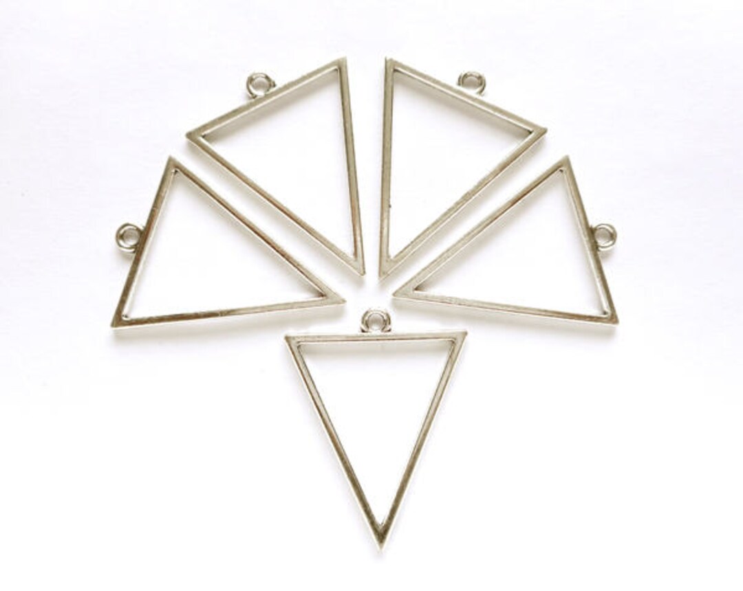 5 Antique Silver Open Triangle Geometric Charms 20-S-6A - Etsy
