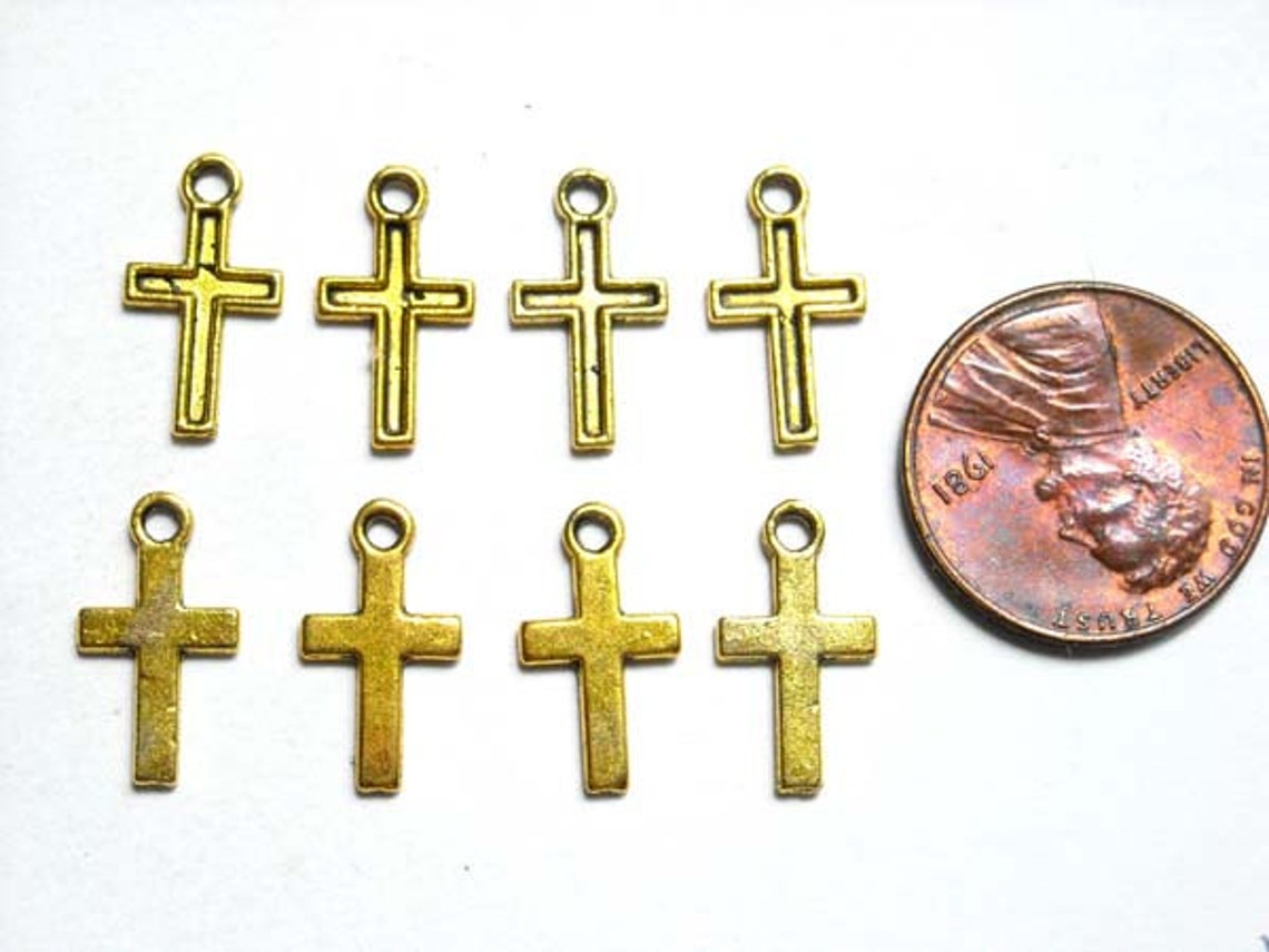 10 Antique Gold Cross Charms 21-26-3 - Etsy