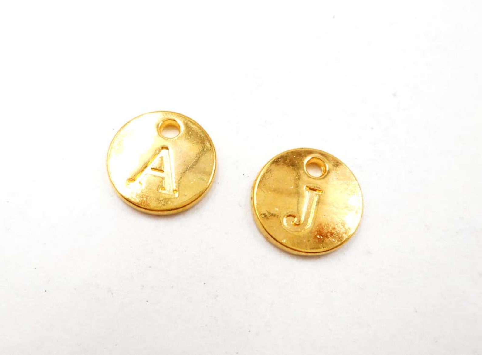 4 Gold Plated A or J Alphabet Charms 21-1-5 - Etsy