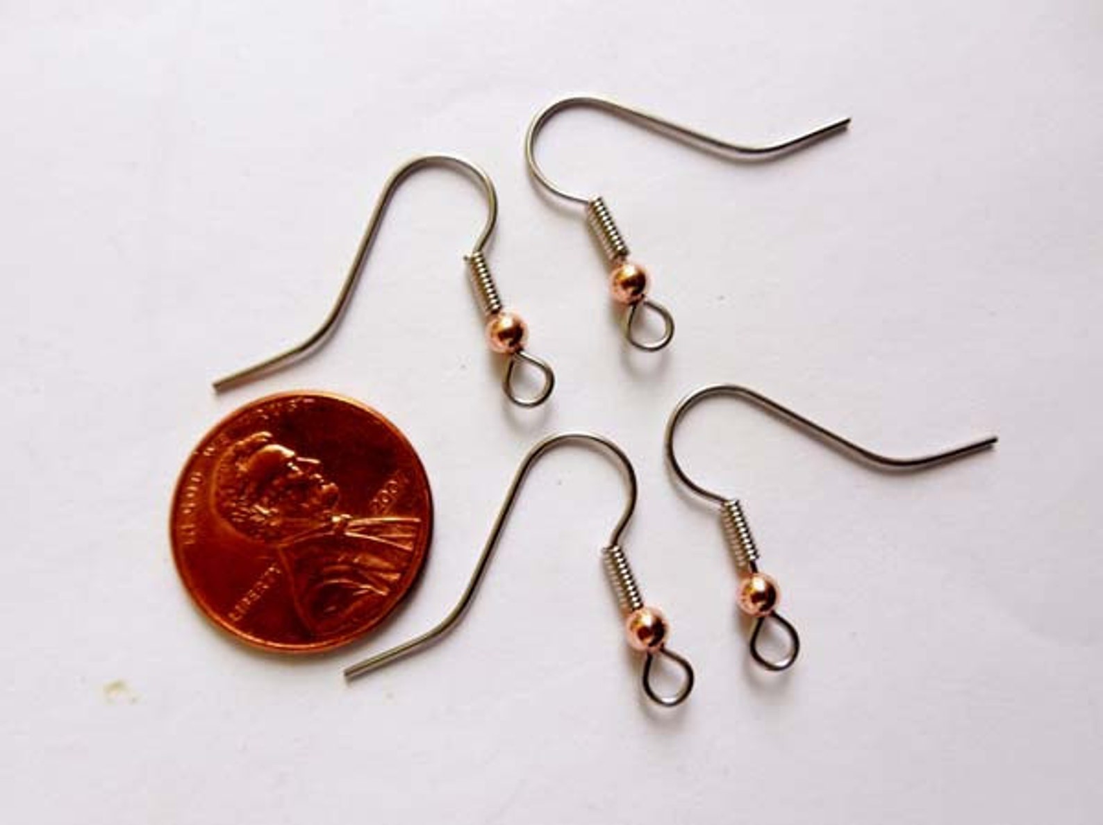 Surgical Steel Ear Wires With Copper Bead - 5 Pairs - 13-13-B - Etsy