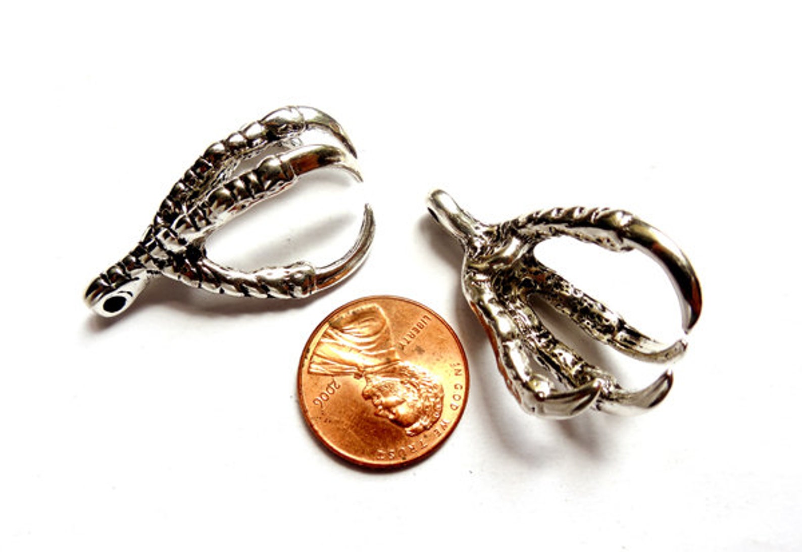 2 Antique Silver Talon Claw Pendant/charms - 20-B-4 - Etsy