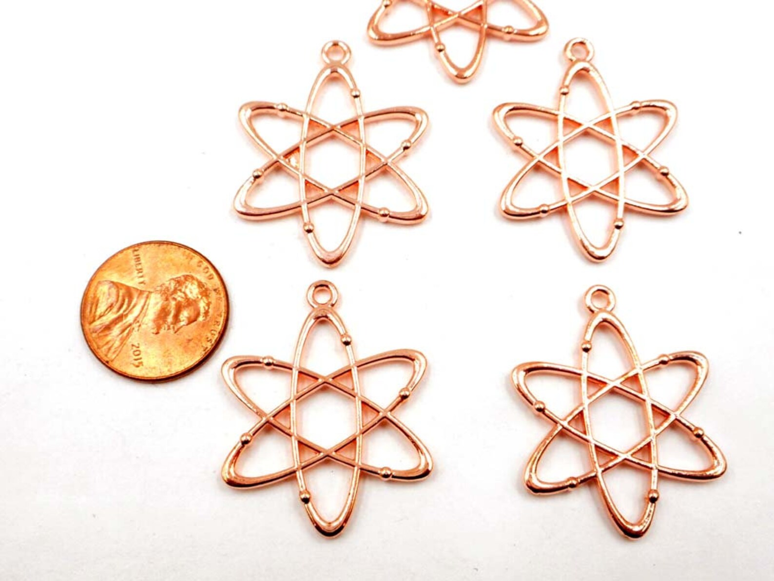 5 Rose Gold Plated Atom Pendant/charms - 23-30-1 - Etsy