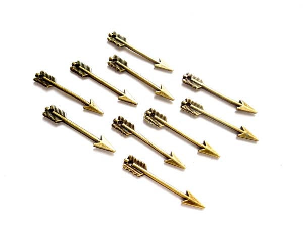 10 Antique Bronze Arrow Charms 21-28-6 | Etsy