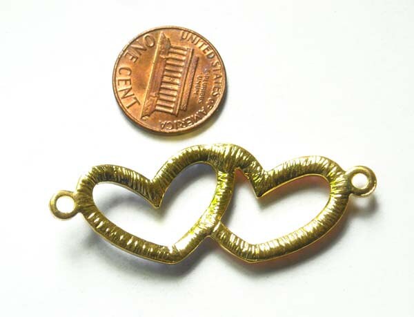 1 Gold Plated Sideways Open Heart Connector Charms - 3-18 - Etsy
