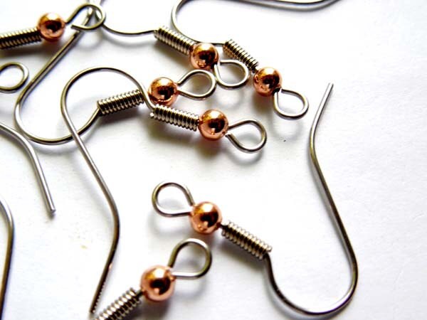 Surgical Steel Ear Wires With Copper Bead - 5 Pairs - 13-13-B - Etsy