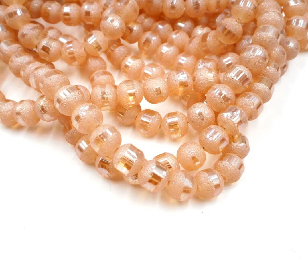 70 Champagne Electroplated Glass Beads, Frosted and Textured, 8mm - 31 ...