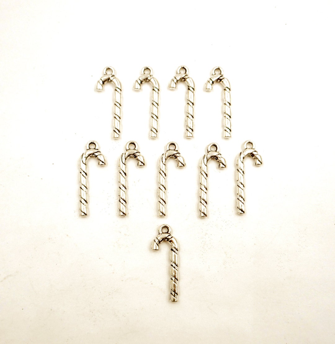 10 Antique Silver Candy Cane Charms - 30-17 - Etsy