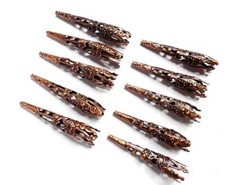 10 Antique Copper Filigree Cone Bead Caps 18-20 - Etsy