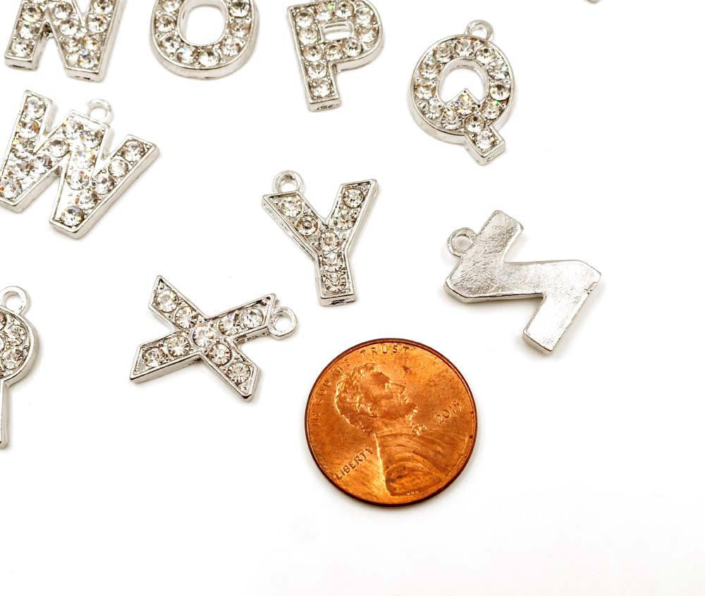 Antique Silver Individual Initial Alphabet Rhinestone Charms - Etsy