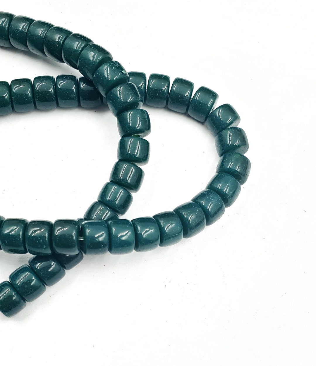 66 Emerald Green Opaque Column Glass Beads - 40-16-B - Etsy