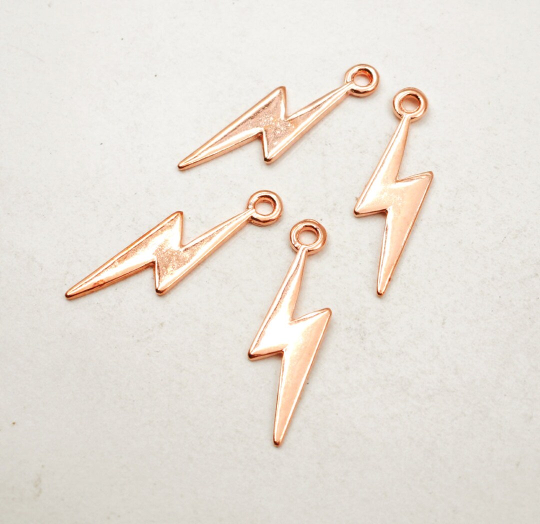 4 Rose Gold Plated Lightning Bolt Charms - 23-22-2 - Etsy
