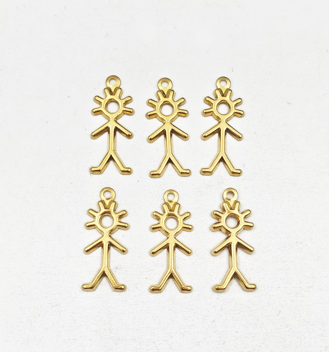 6 Brass Stick Figure Boy Charms - 22-30-4 - Etsy