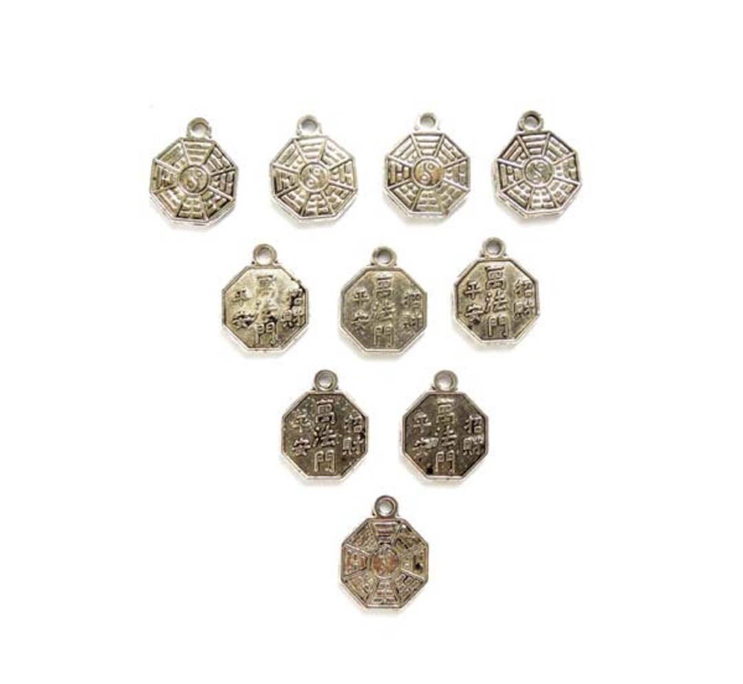 10 Antique Silver Yin/yang Eight Trigrams Design Charms - 21-23-4 - Etsy