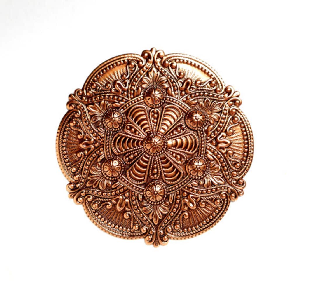 1 Oxidized Copper Decorative Medallion Stamping - 20-33-12 - Etsy