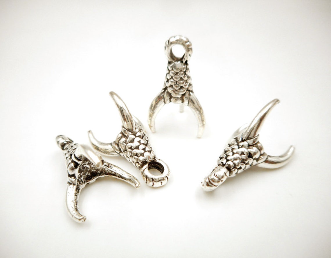 4 Antique Silver Talon Claw Bead Cap/pendant/charms 21-40-7 - Etsy