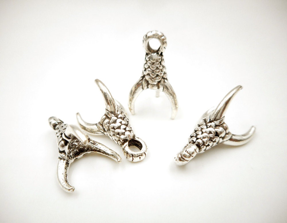4 Antique Silver Talon Claw Bead Cap/pendant/charms 21-40-7 - Etsy