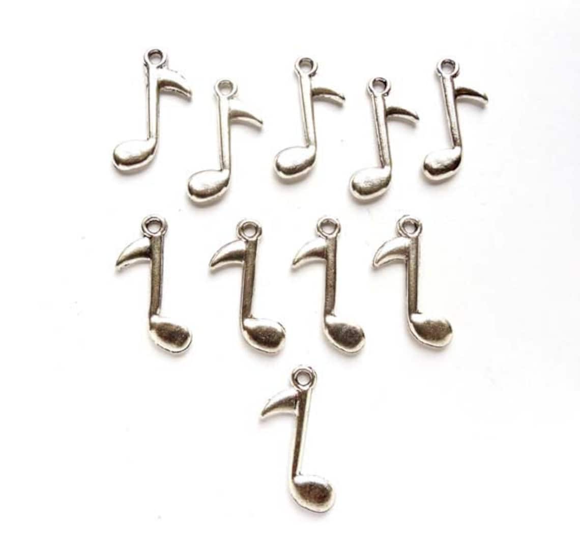 10 Antique Silver Music Note Charms 21-63-6 | Etsy