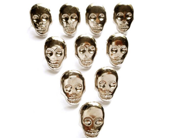 10 Silver Skull Studs 20-S-15 - Etsy