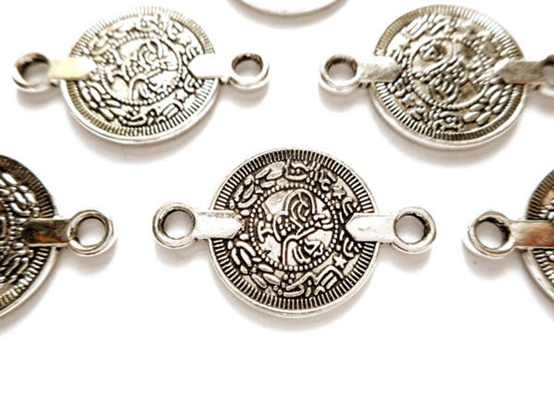 6 Silver Tughra Coin Connectors 2-C-15A - Etsy