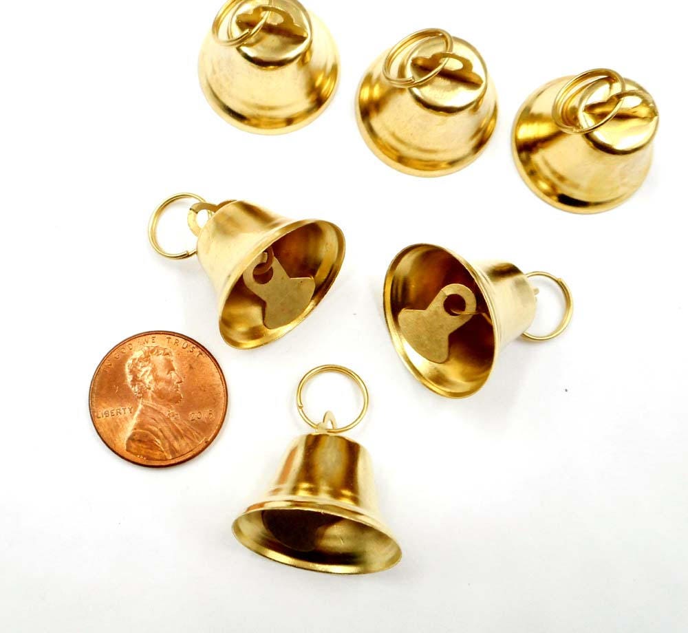 6 Gold Bell Pendant/charms 32-1 - Etsy