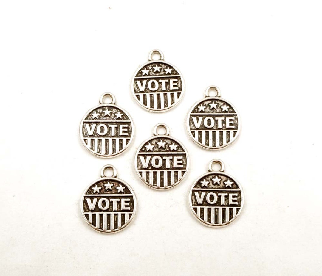 6 Antique Silver Vote Charms - 41-4-8 - Etsy