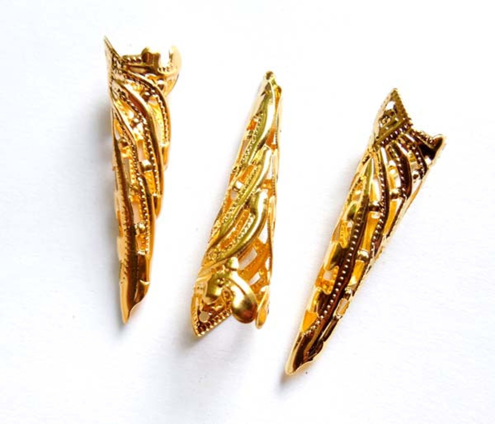10 Gold Plated Bugle Filigree Bead Caps 18-10 - Etsy